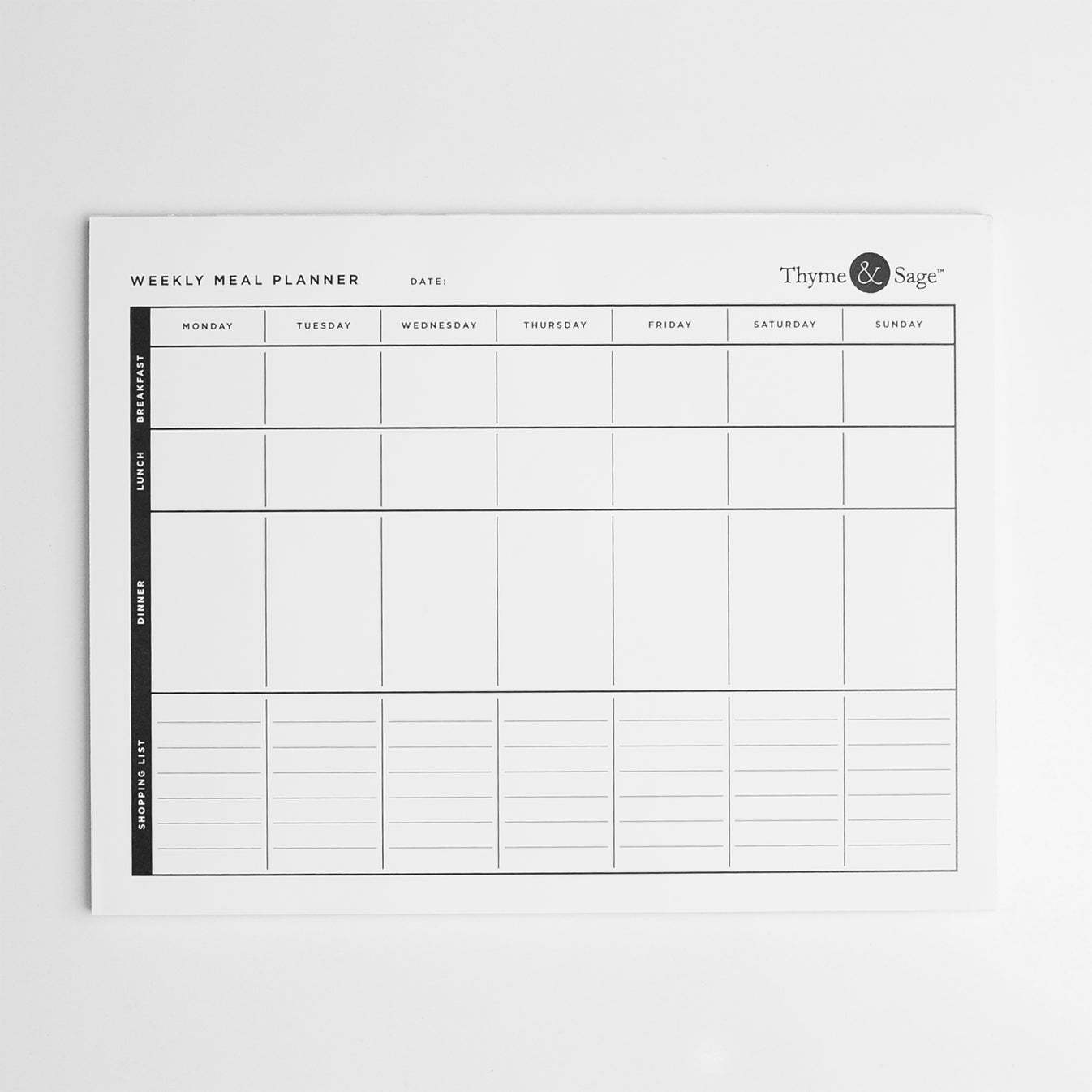 52 week Meal Planner – Thyme and Sage