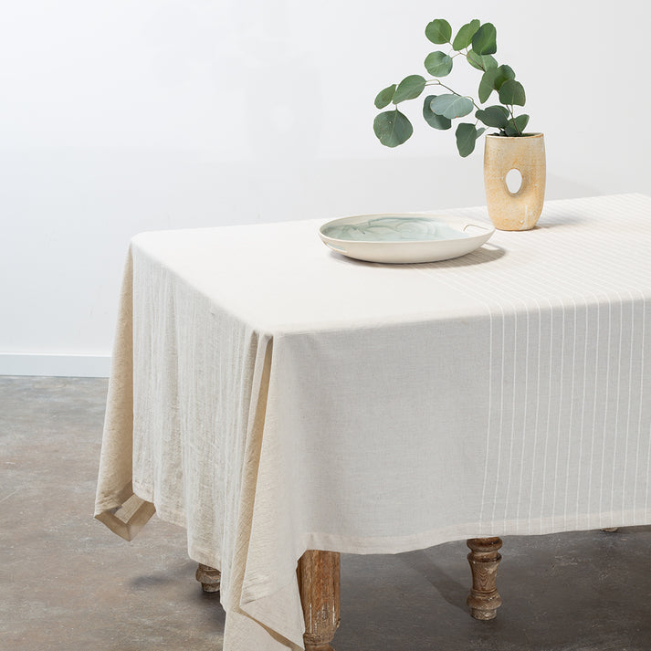 Washed Linen-Cotton Tablecloth- Natural Linen – Thyme and Sage